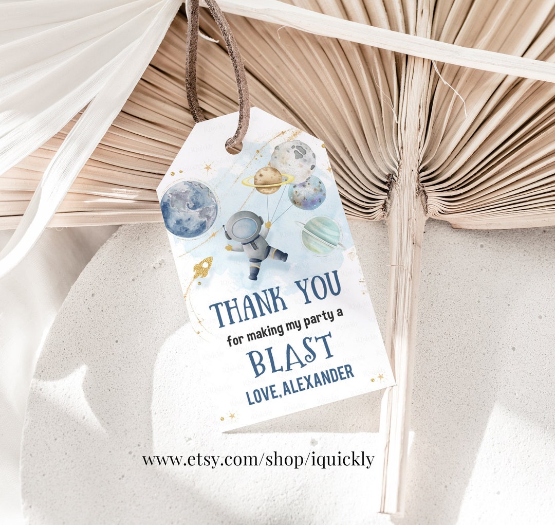 Editable Outer Space Favor Tags Space Birthday Thank You Label Galaxy ...