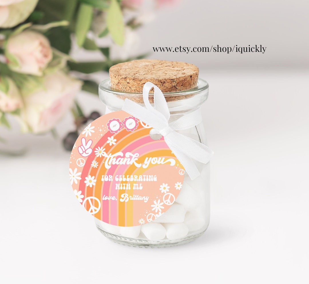 Editable Groovy Birthday Favor Tags Daisy Thank You Tags is a Vibe ...