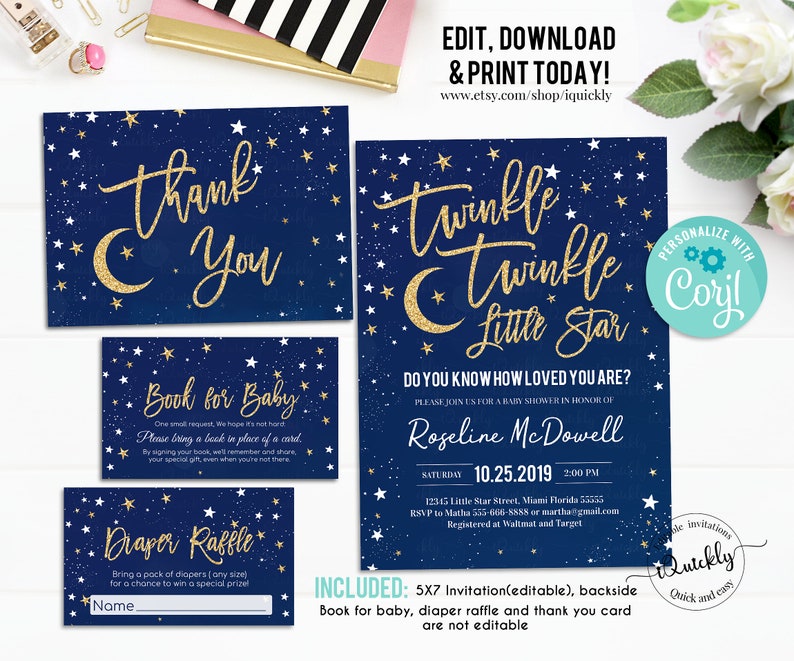 EDITABLE Twinkle Twinkle Little Star Food Tags Buffet Label - Etsy