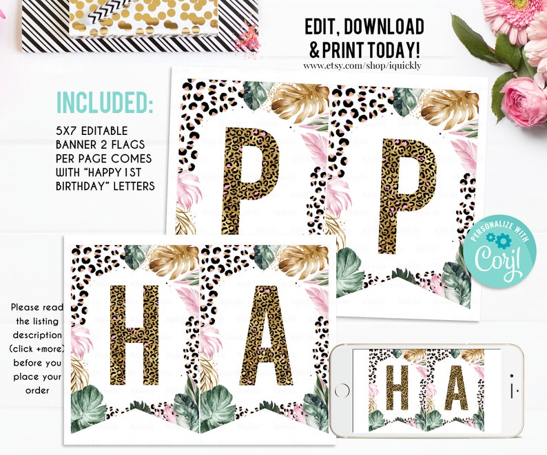 Editable Leopard Print Party Decorations Girl Wild One Party - Etsy