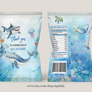 Editable Under the Sea Birthday Favor Tags Oneder the Sea Thank You ...