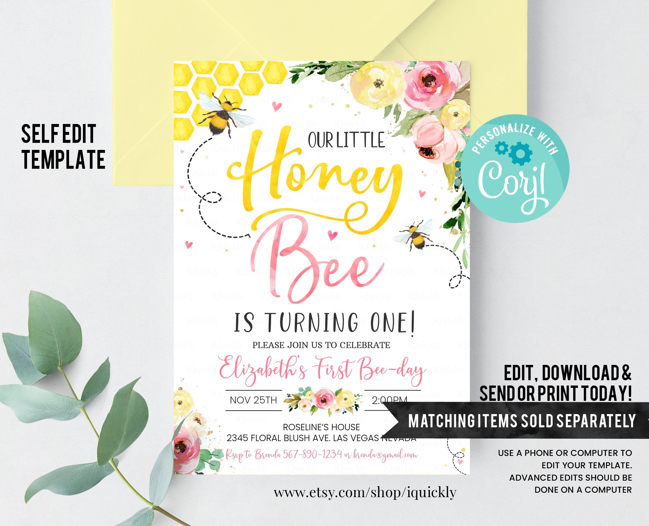 Bee Milestone Birthday Poster EDITABLE Honey Bee First - Etsy Australia