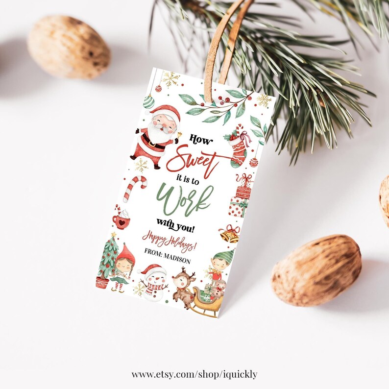 Christmas Coworker Gift Tags Editable How Sweet It is to Work With You ...