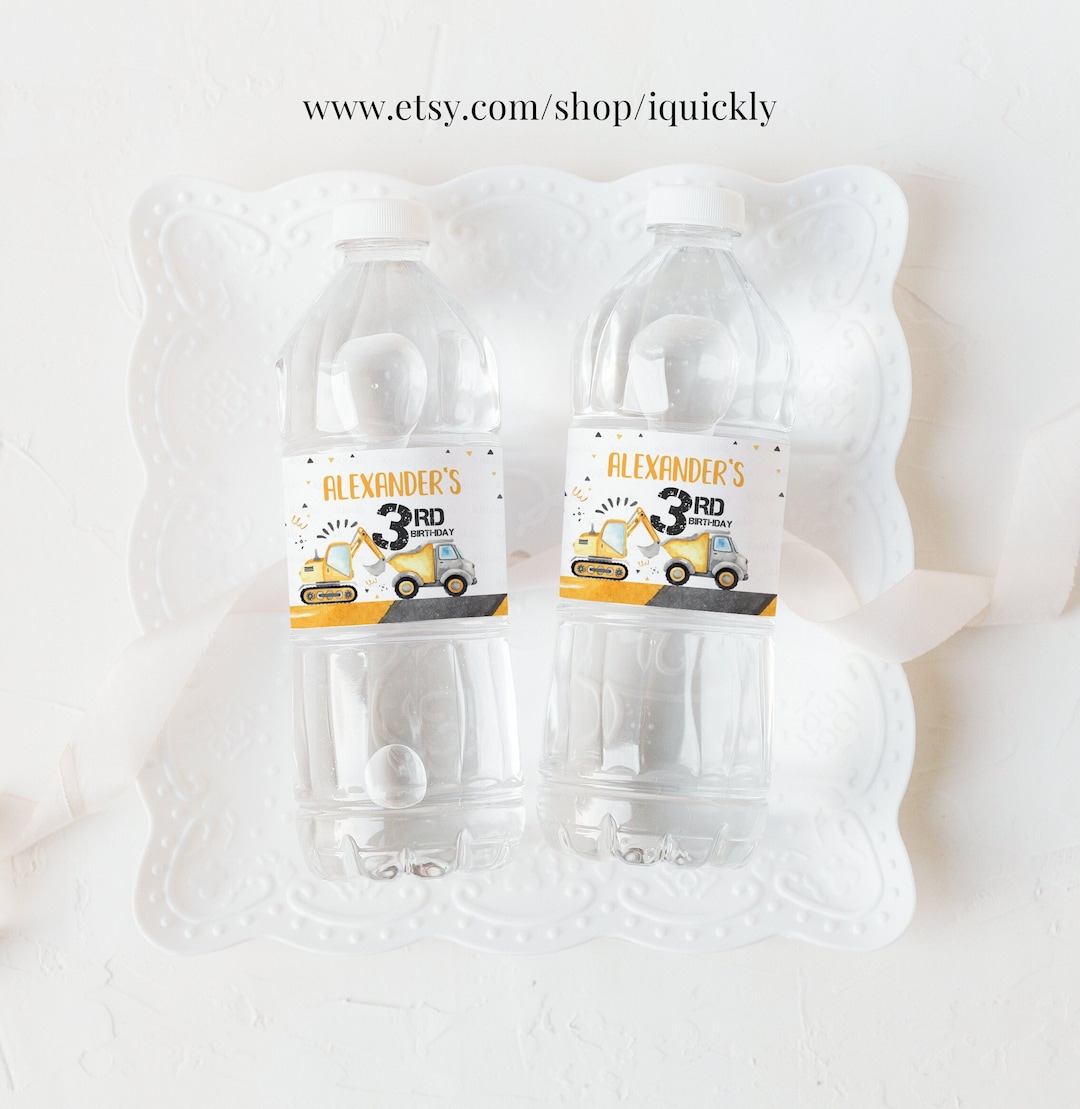 Editable Construction Water Bottle Stickers Personalized, Dump Truck ...