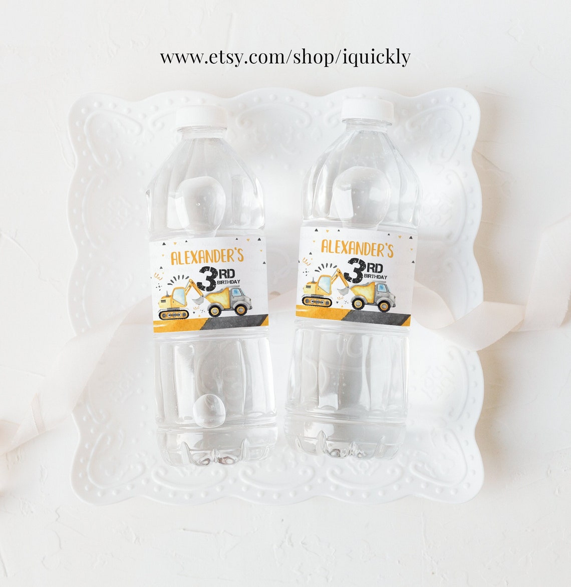 Editable Construction Water Bottle Stickers Personalized Dump - Etsy