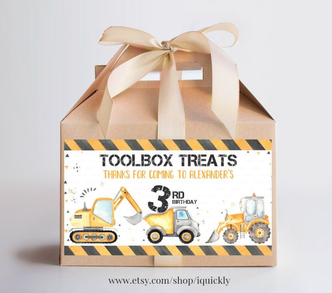 Editable Construction Birthday Party Favor, Box Label Printables Dumpk ...