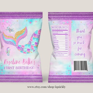 Editable Mermaid Bag Label Template Under the Sea Party Labels Sized to ...
