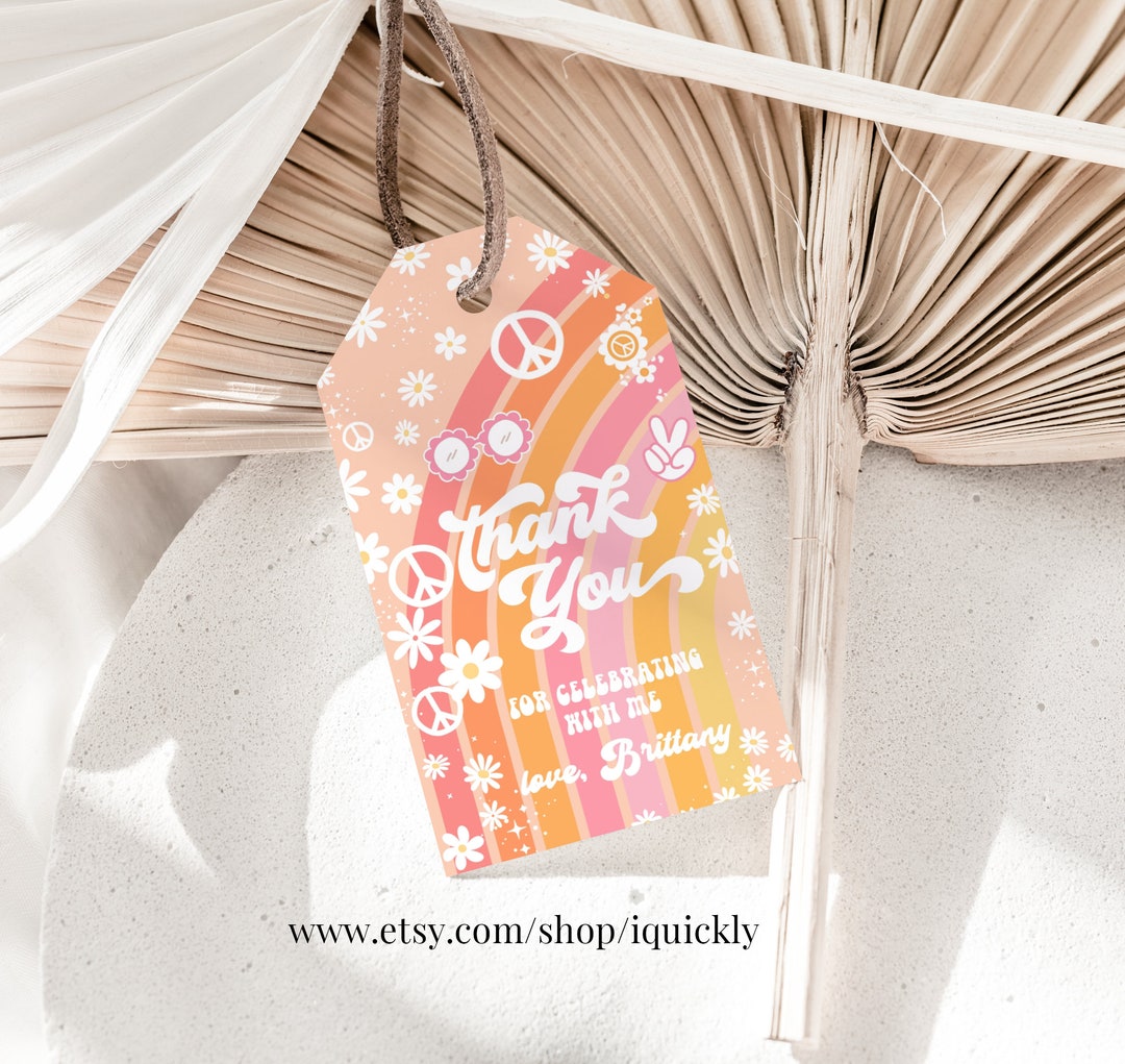 Editable Groovy Birthday Favor Tags Daisy Thank You Tags is a Vibe ...