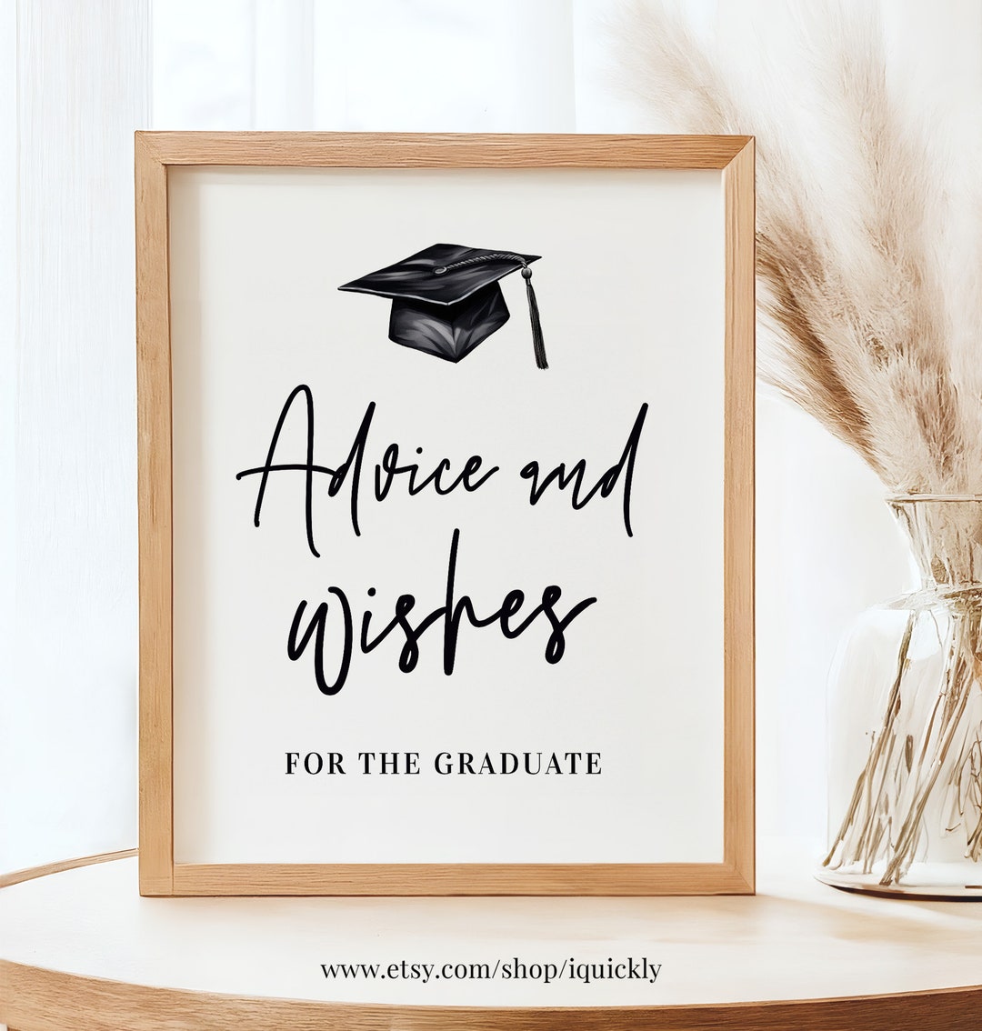 Graduation Advice Sign Advice and Wishes Sign College High School Party ...