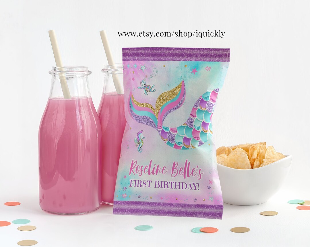 Editable Mermaid Bag Label Template Under the Sea Party Labels Sized to ...