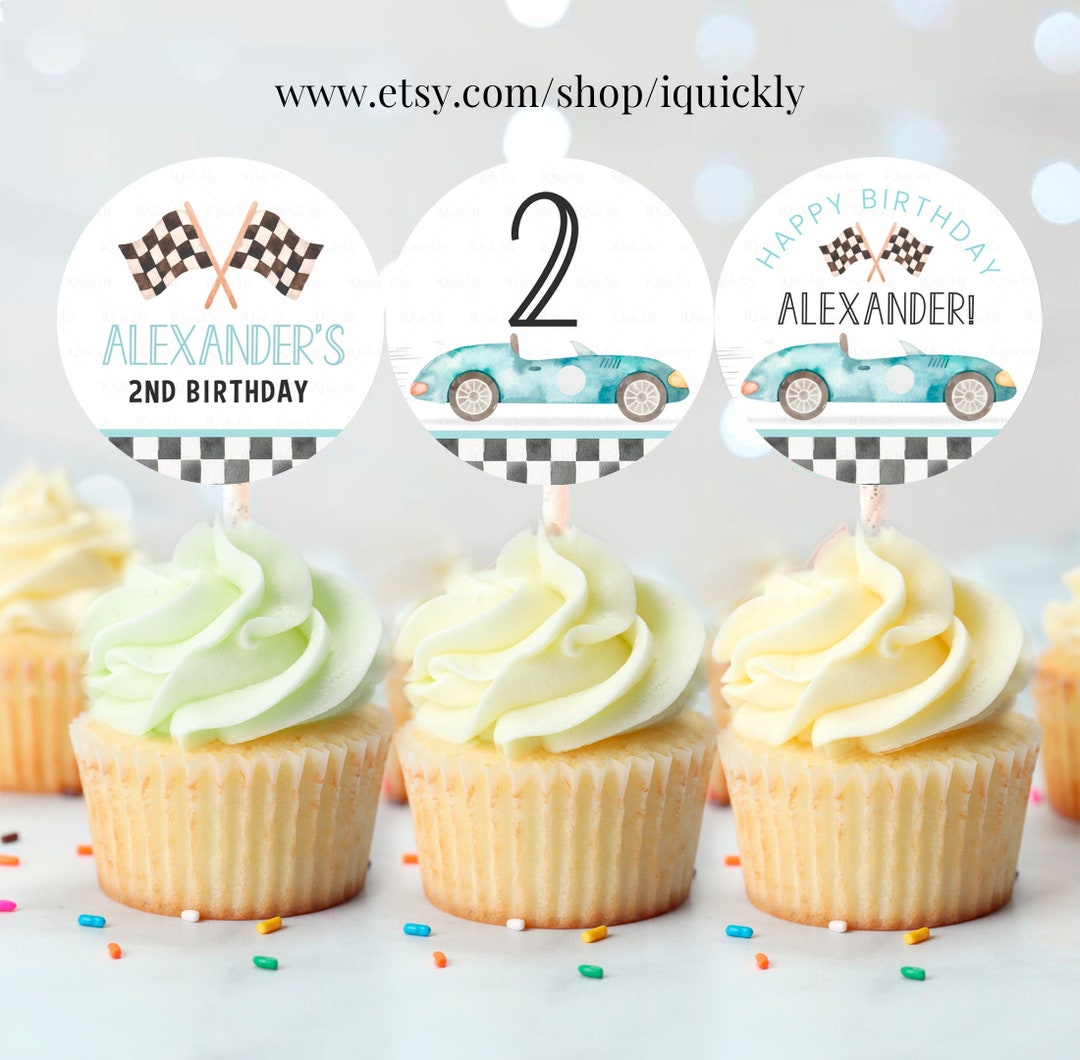 Editable Two Fast Birthday Cupcake Toppers Racecar Party Cake - Etsy