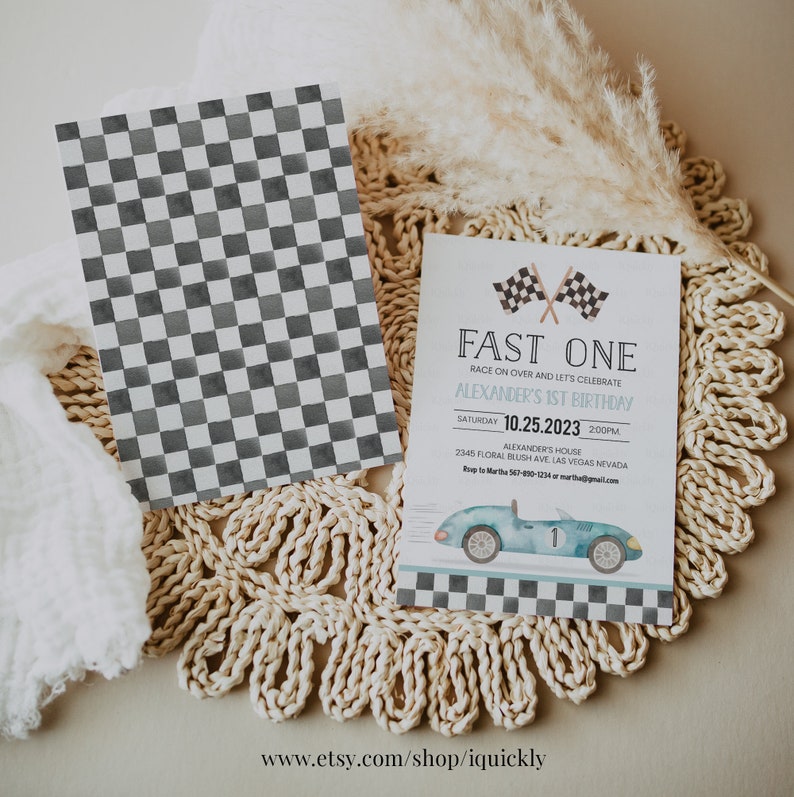 Fast One Racing Car First Birthday Invitation 1st Birthday - Etsy