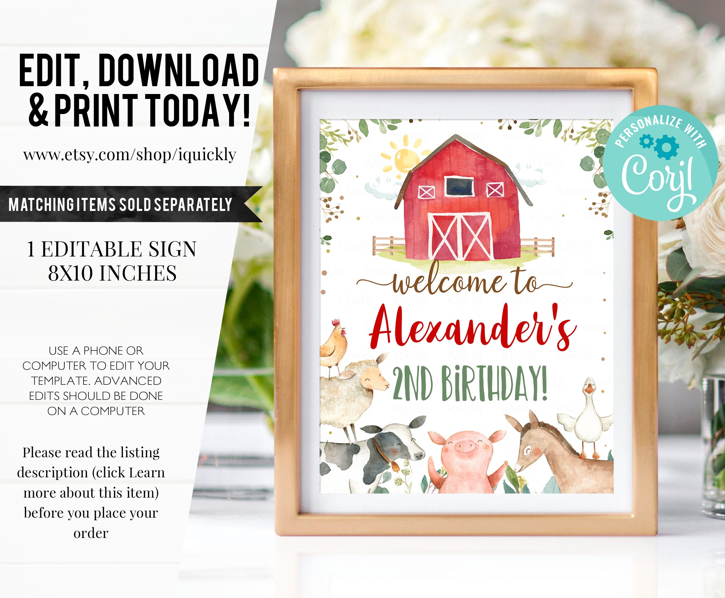 Farm Milestone Birthday Poster, EDITABLE First Birthday Chalkboard Sign ...