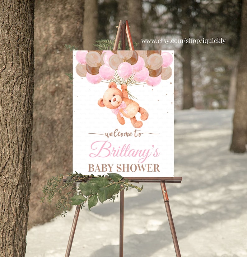 Editable Teddy Bear Baby Shower Welcome Sign Bear Themed Baby - Etsy