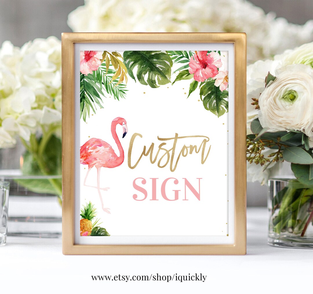 Flamingo Birthday Custom Sign EDITABLE Tropical Party Sign Decorations ...