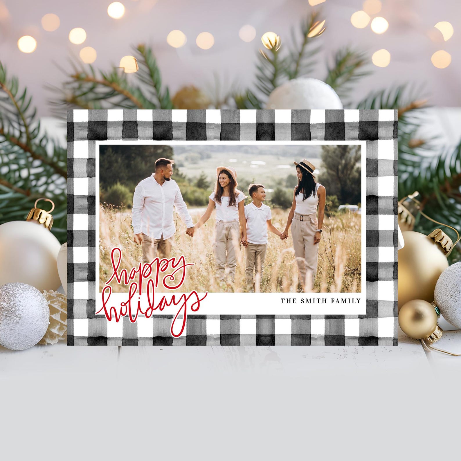 Christmas Cards Editable Watercolor Holiday Cards Photo Template ...
