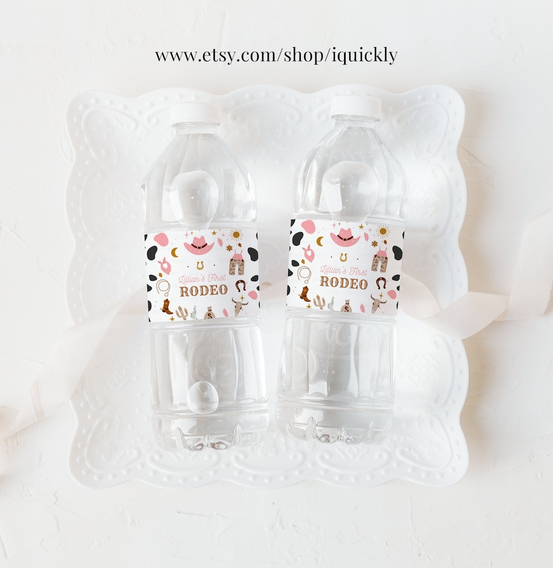 Editable My First Rodeo Water Bottle Personalized Cowboy Bottle Labels ...