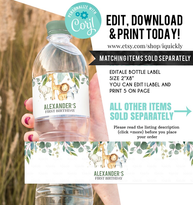 EDITABLE Safari Time Capsule and Matching Note Cards Jungle - Etsy