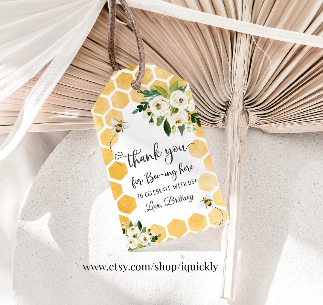 Editable Bee Birthday Favor Tags Honey Bee Sunflower Thank You Tags ...