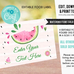 EDITABLE Watermelon Favor Tags, Thank You Tags, Gift Tags, One in a ...