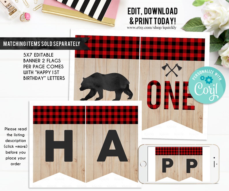 Editable Lumberjack Cupcake Toppers Buffalo Plaid Cake - Etsy