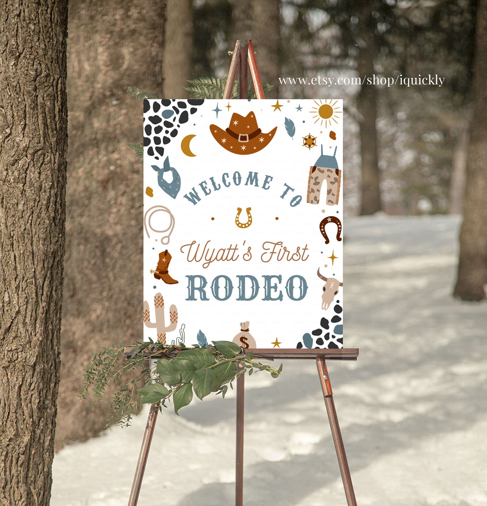 EDITABLE My First Rodeo Time Capsule Sign Note Card Cowboy First ...