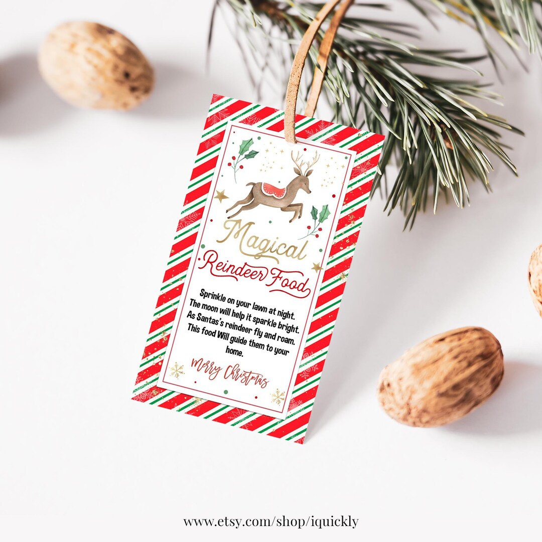 EDITABLE Magical Reindeer Food Tags Christmas Reindeer Food Label ...