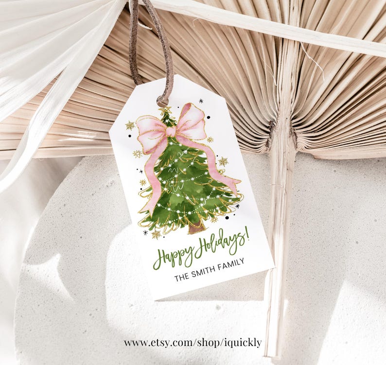 Christmas Gift Tags Printable Editable, Holiday Tags Cute Pink ...