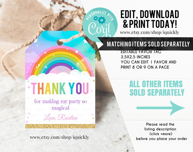 EDITABLE Rainbow Bottle Label, Water Labels Printable 1st Birthday ...