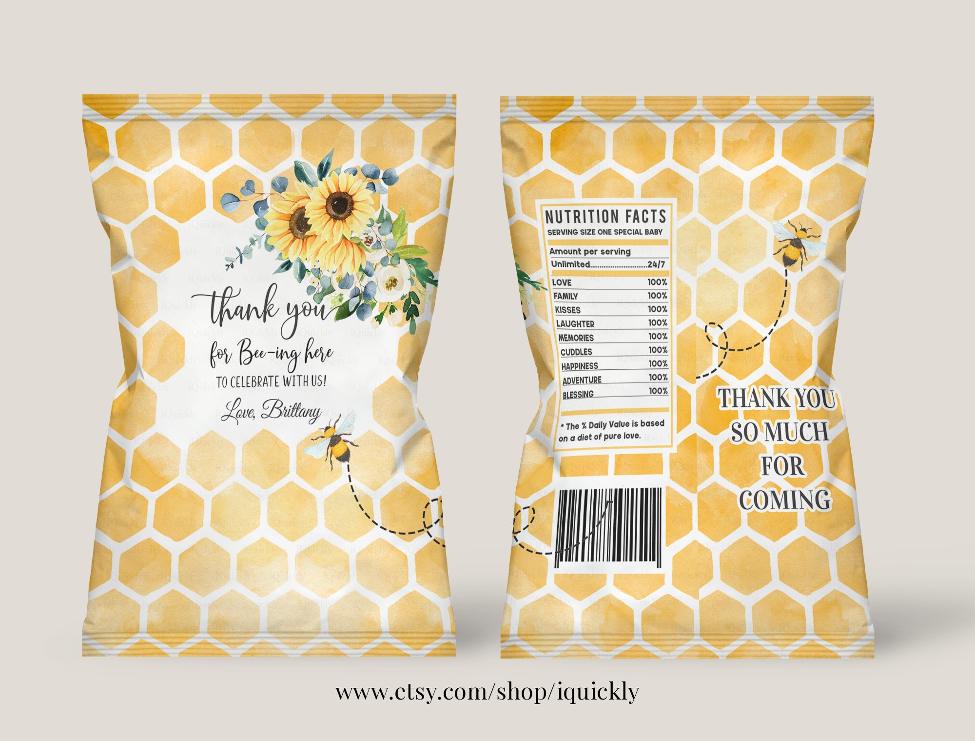 Editable Bee Chip Bag Label Template Honey Bee Party Labels Sweet to ...