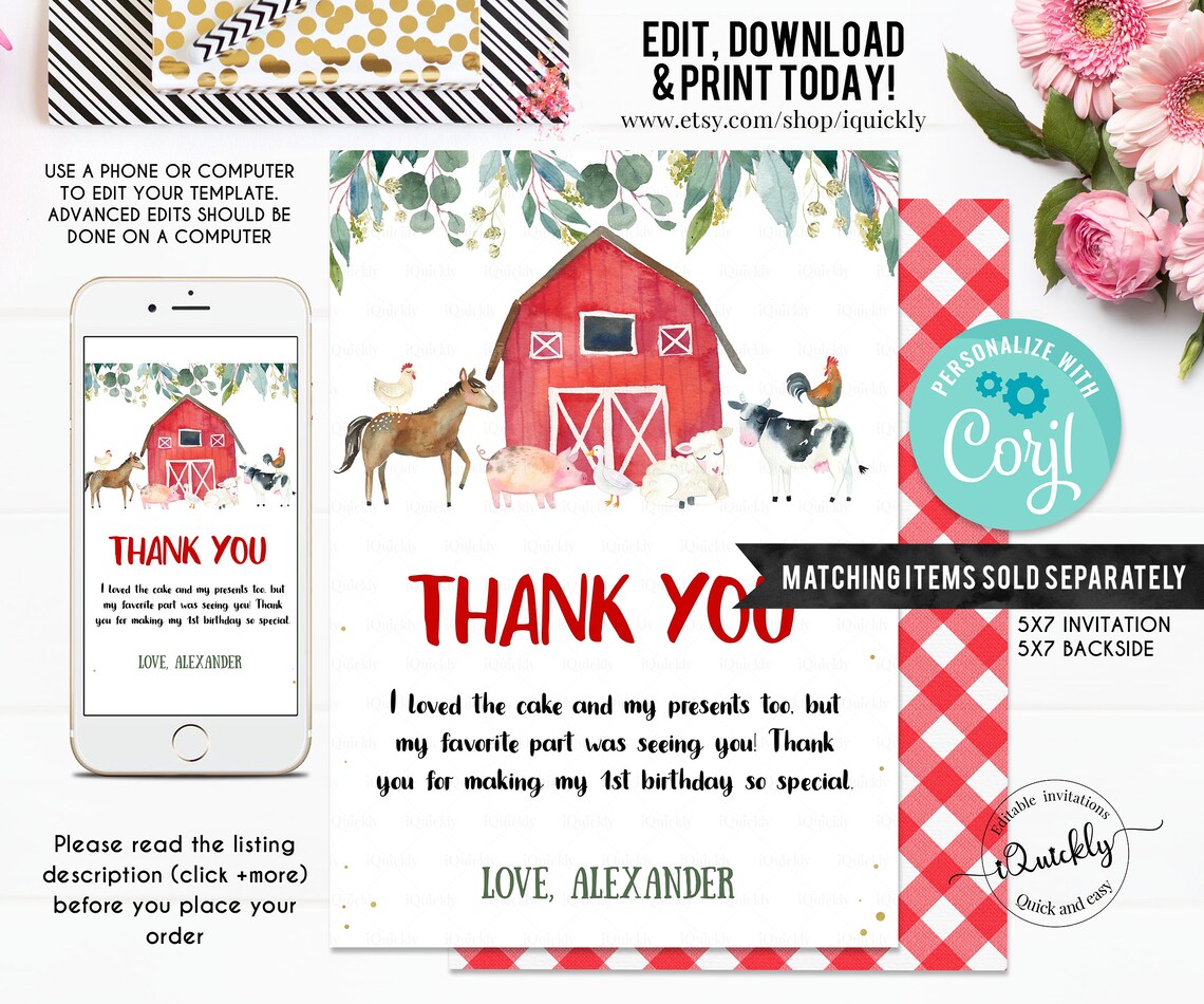 Editable Farm Birthday Cupcake Toppers, Boy Barn Party, Digital, Farm ...