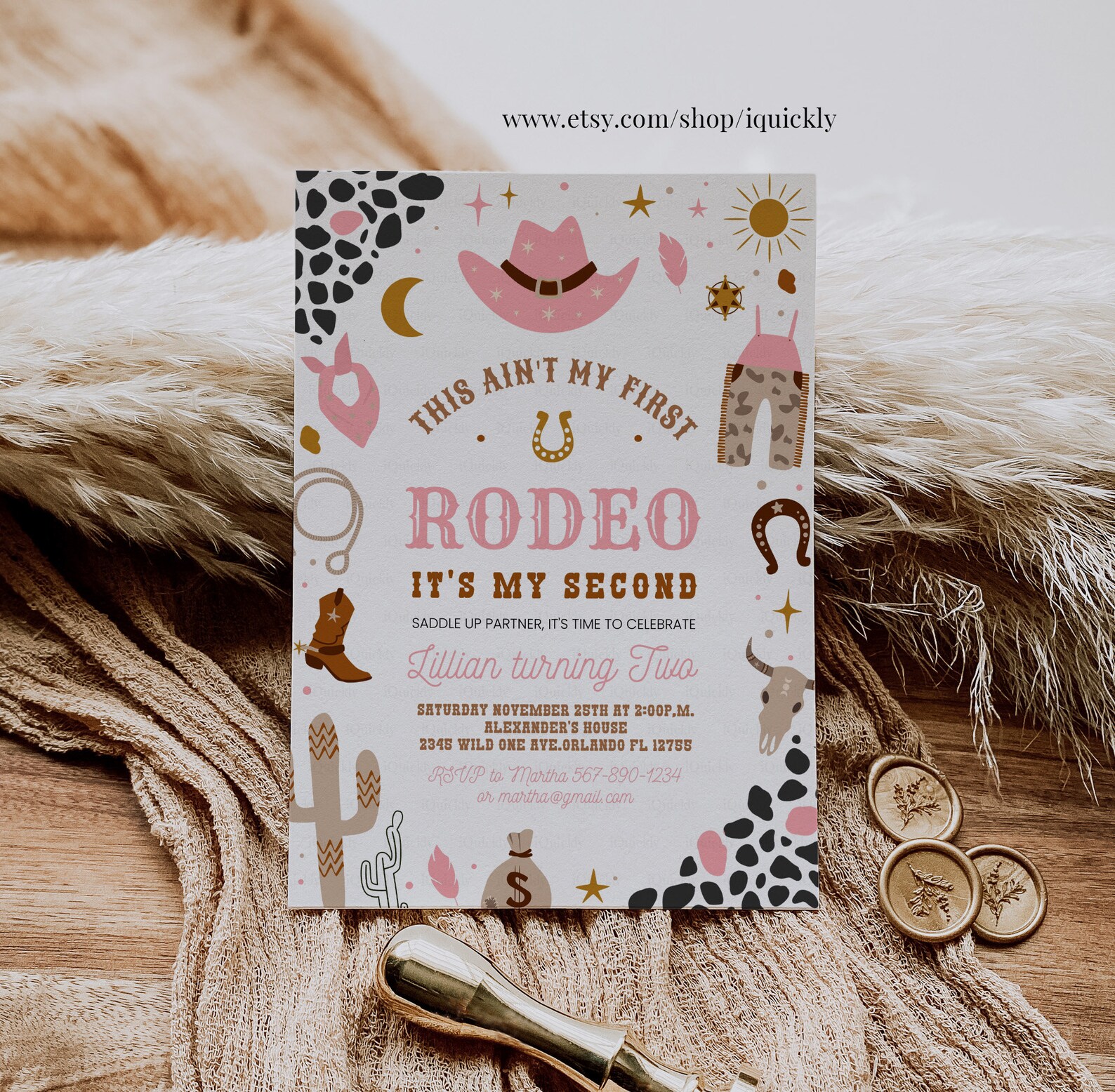 Editable My Second Rodeo Invitation Cowgirl Birthday Invite Wild West ...