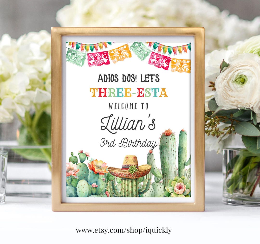 EDITABLE Fiesta Birthday Party Signs, Three Esta Welcome Sign ...