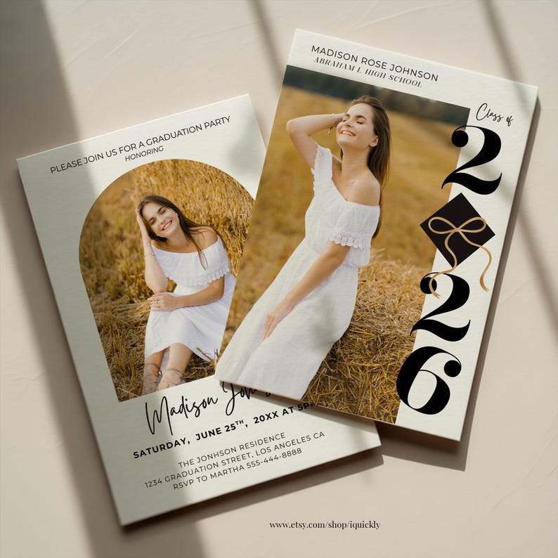 Graduation Announcement Invitation Editable Grad Party Invite Template ...