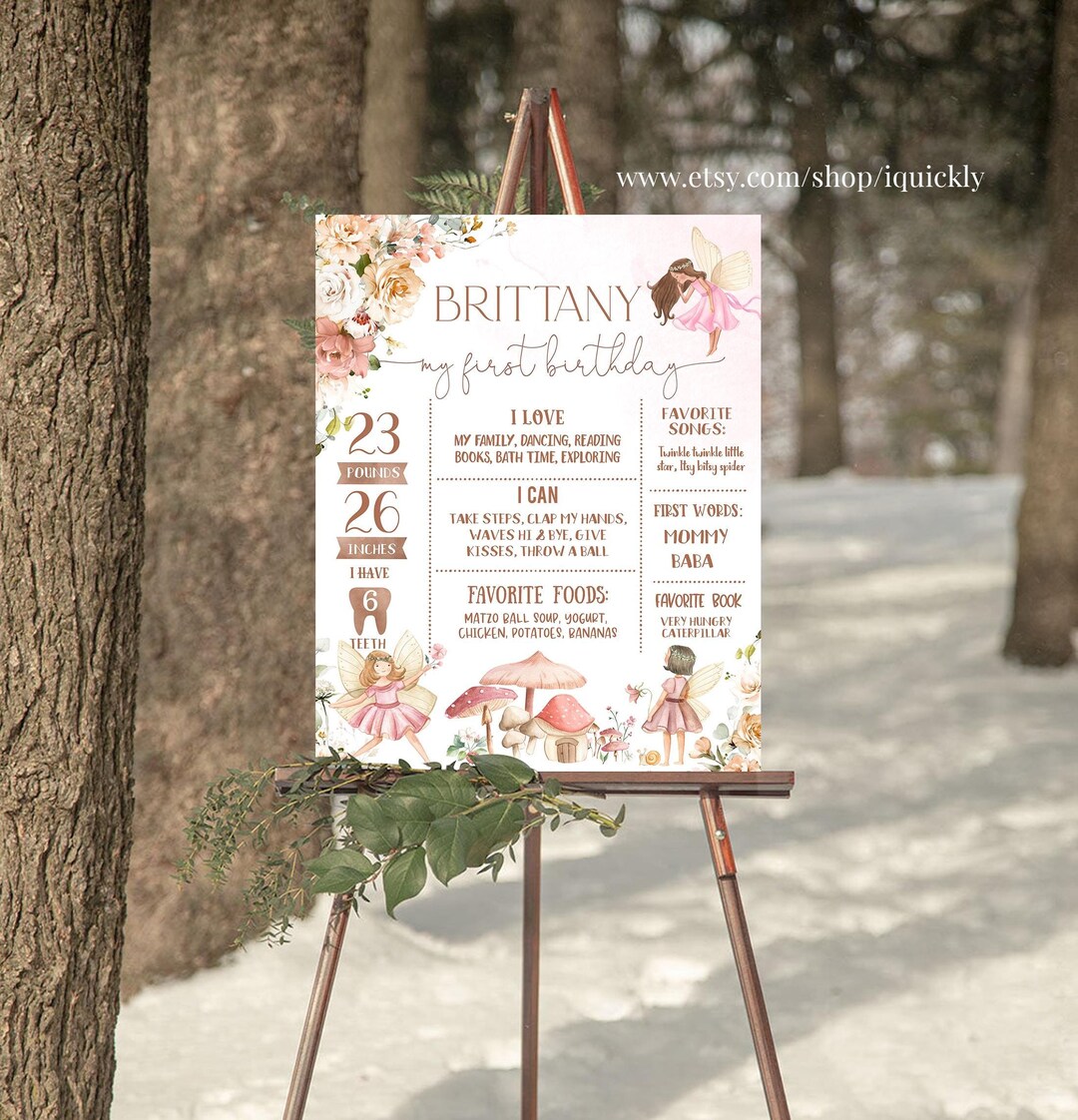 Fairy Milestone Birthday Poster EDITABLE Wildflower First Birthday ...