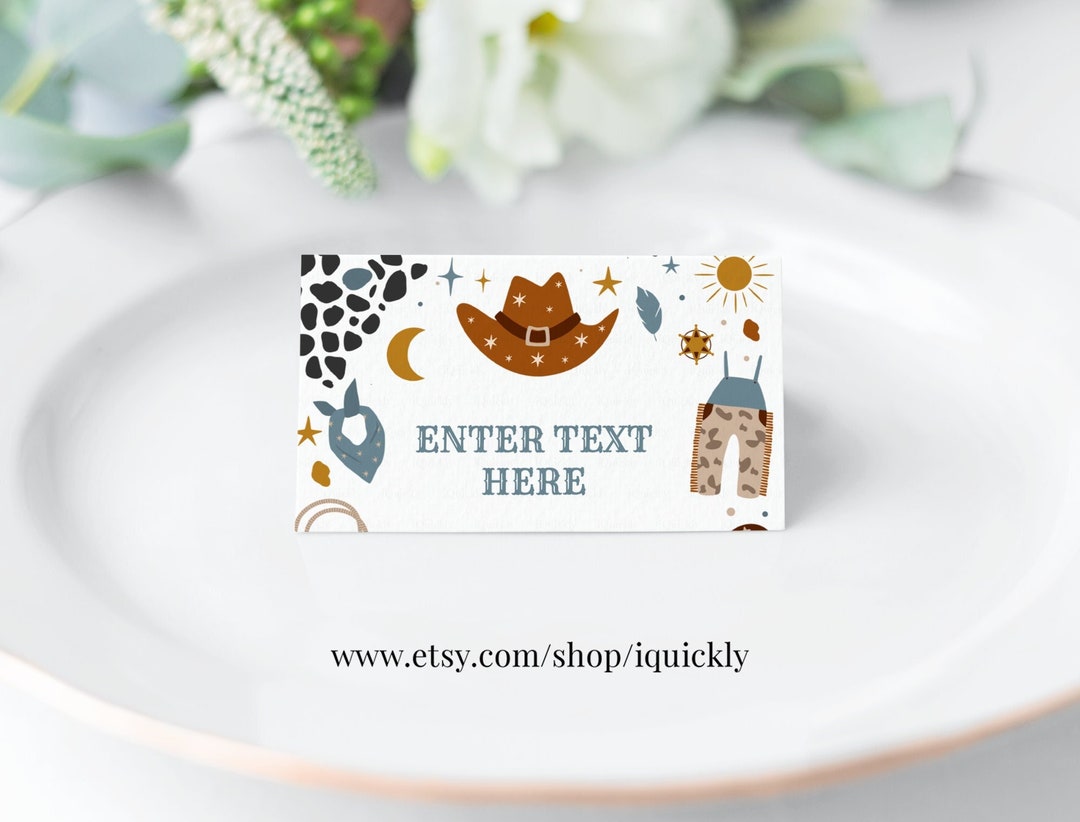 EDITABLE My First Rodeo Food Tags Cowboy Party Buffet Label Racing Car ...