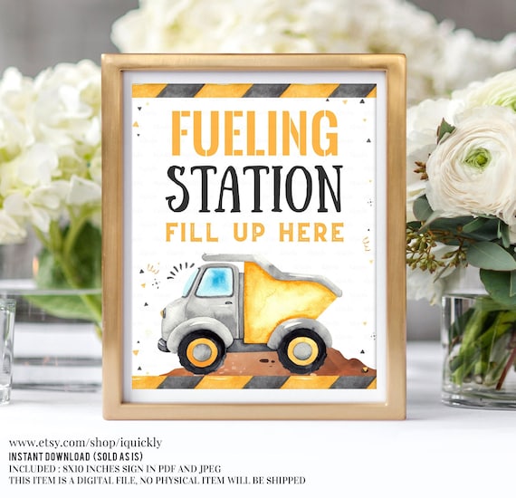 Construction Party Sign Fueling Station Sign Construction - Etsy