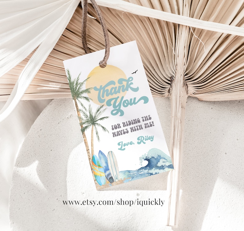 Editable the Big One Surf Favor Tags Surf up Birthday Party Favors ...