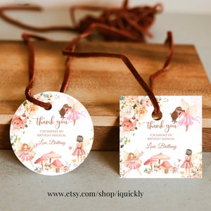 EDITABLE Fairy Favor Tags Girl Fairies 1st Birthday Thank You Garden ...