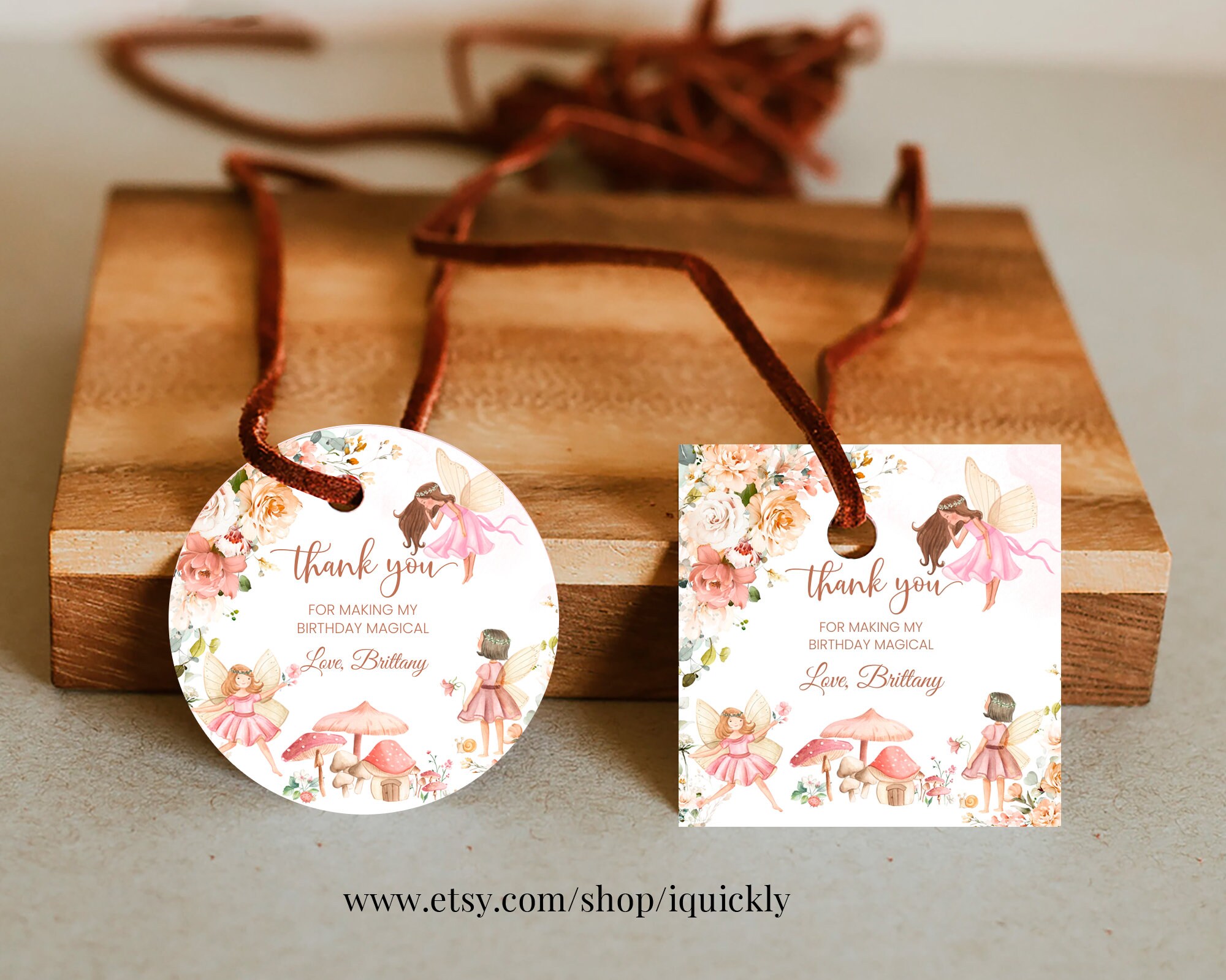EDITABLE Fairy Favor Tags Girl Fairies 1st Birthday Thank You Garden ...