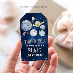 Editable Outer Space Favor Tags Space Birthday Thank You Label Galaxy ...