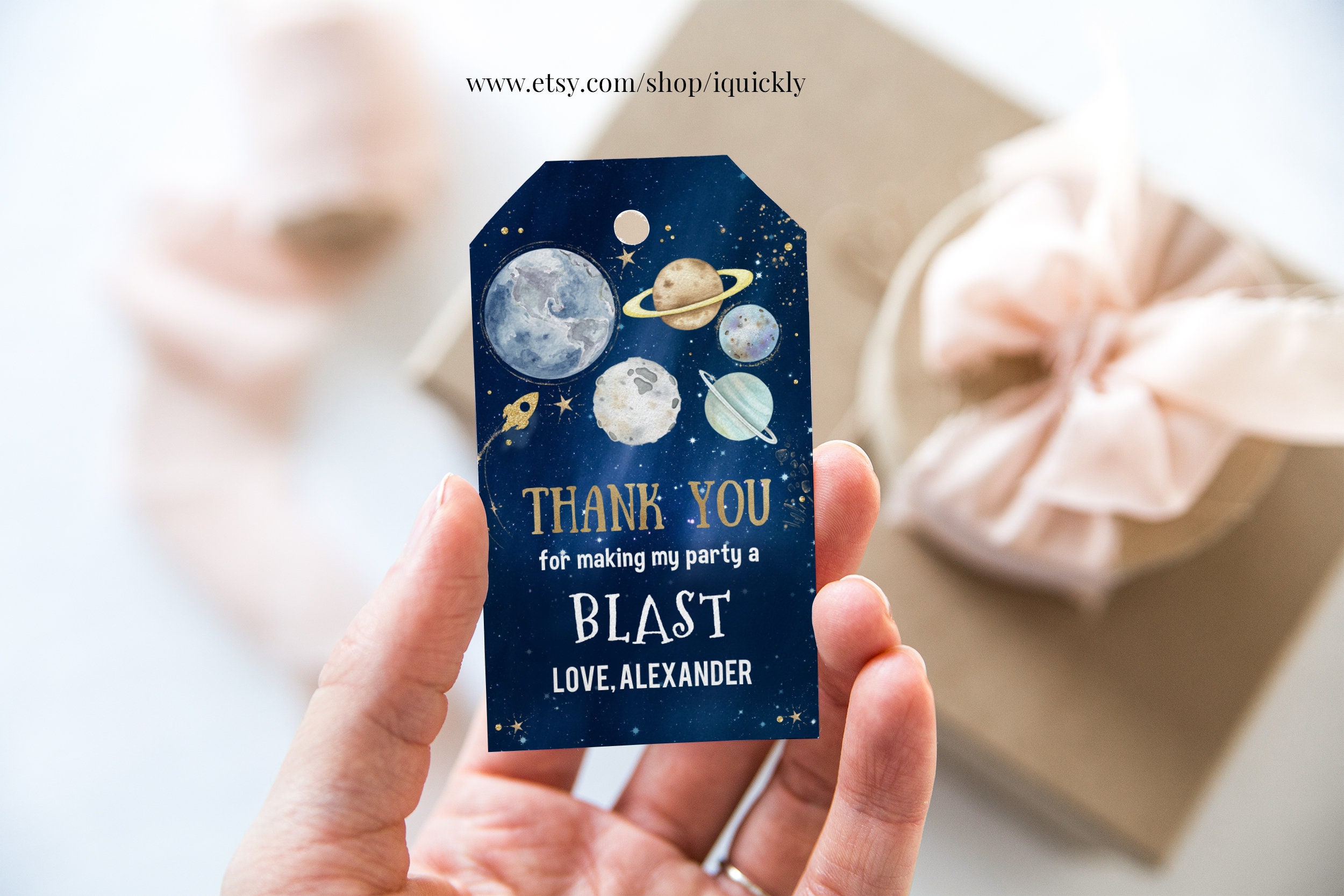 Editable Outer Space Favor Tags Space Birthday Thank You Label Galaxy ...