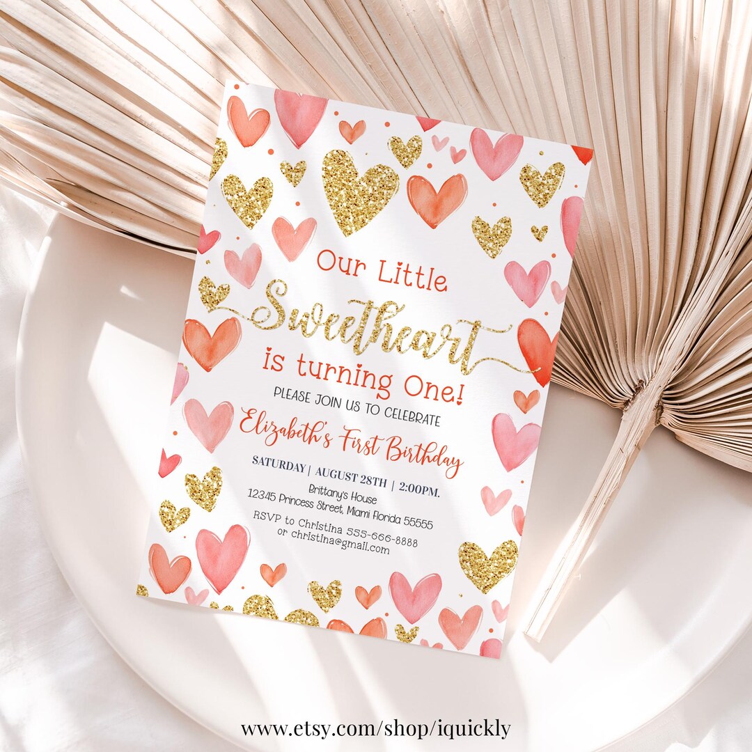 Editable Valentine Birthday Invitation Heart Valentine Party Invite ...
