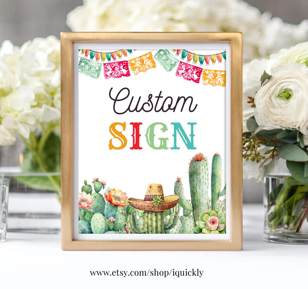 Fiesta Birthday Custom Sign Mexican Party Sign Decorations Three Esta ...