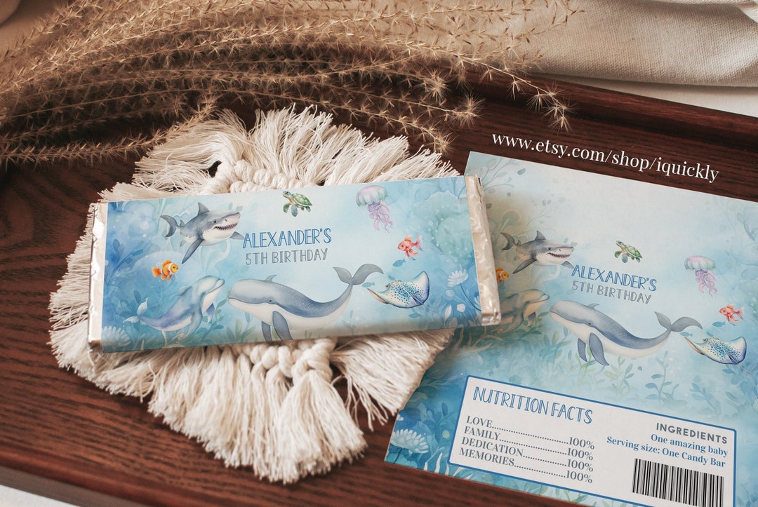 EDITABLE Under the Sea Candy Bar Wrapper Chocolate Bar Wrappers Oneder ...