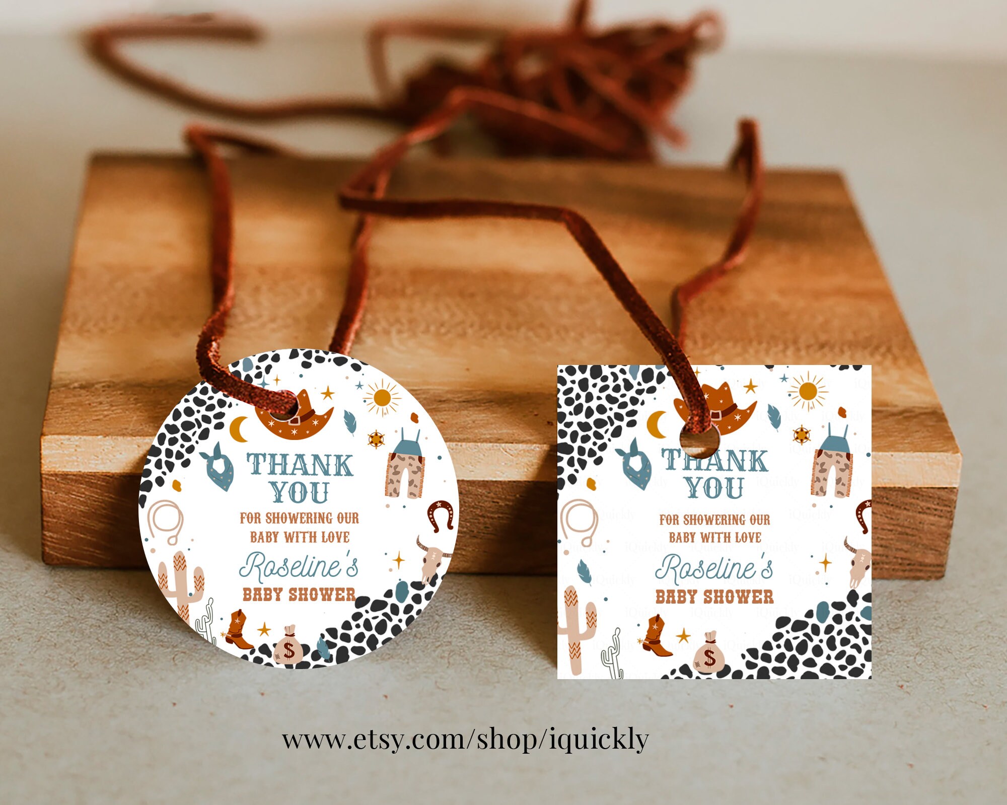 Editable Cowboy Baby Shower Favor Tags Country Western Wild West Thank ...