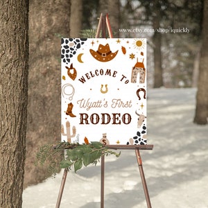 Editable My First Rodeo Birthday Favor Tags Cowboy 1st Birthday Thank ...