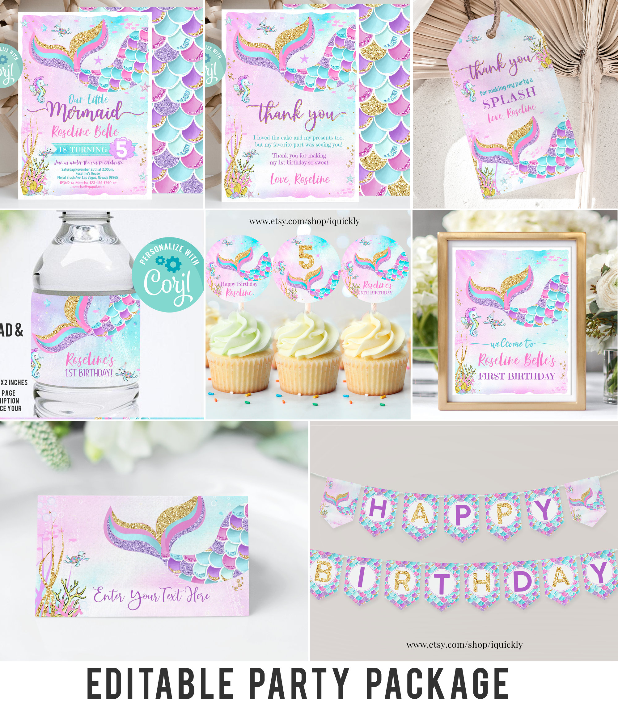 Mermaid Milestone Birthday Poster, EDITABLE Under the Sea First ...