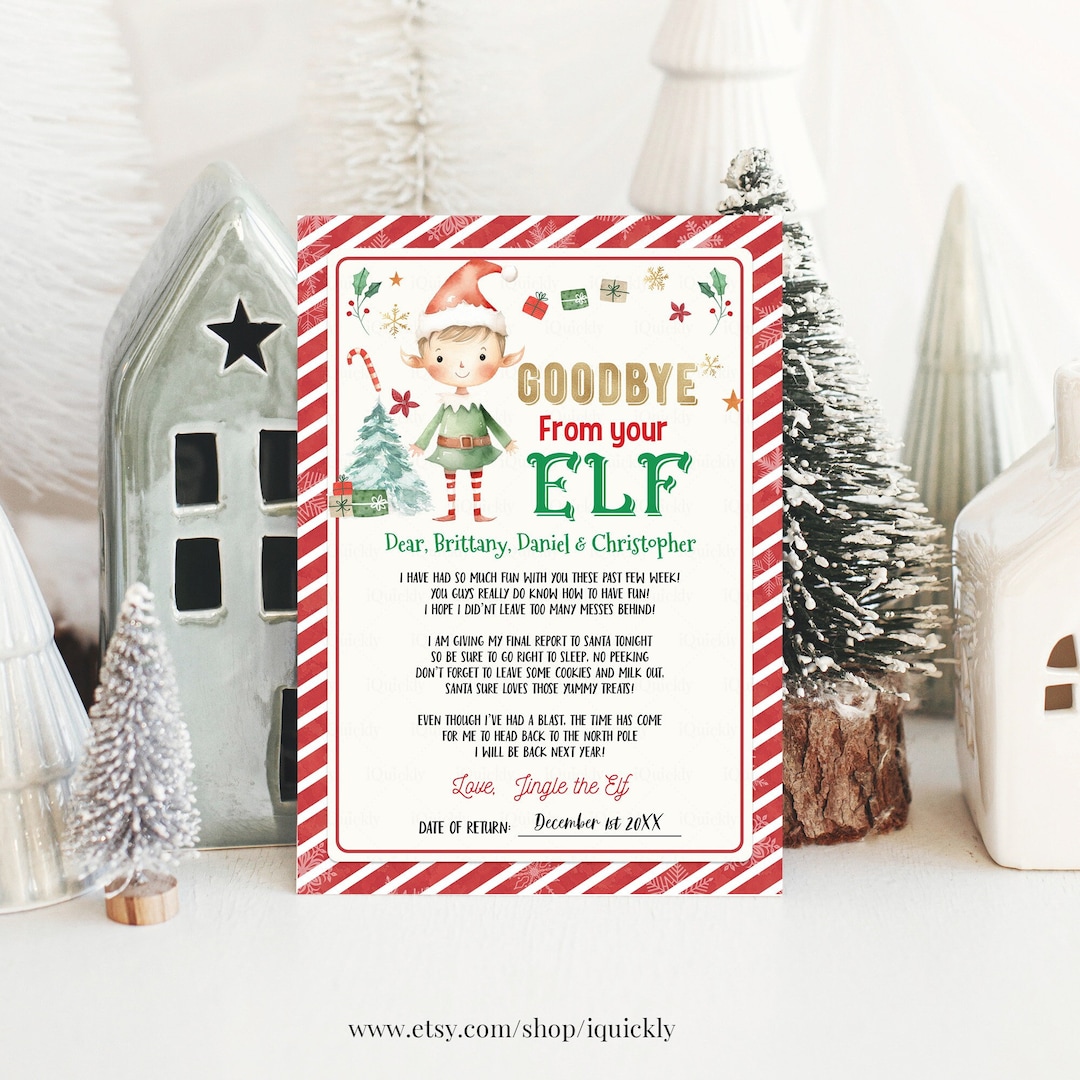 EDITABLE Elf Letter Goodbye to Your Elf Departure Letter Elf Goodbye ...