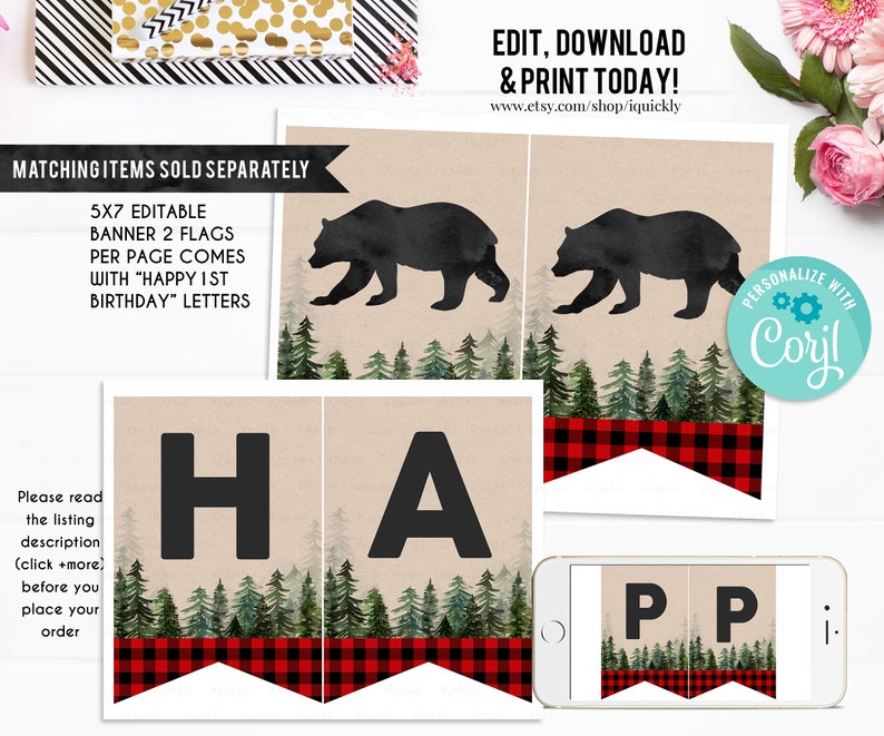 Editable Lumberjack Cupcake Toppers Buffalo Plaid Cake - Etsy